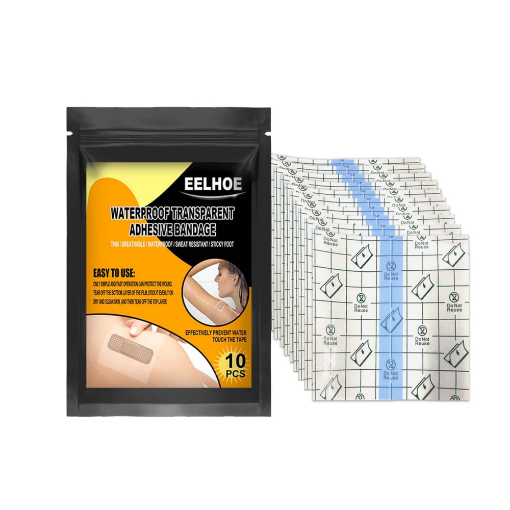 10 Pieces Waterproof Adhesive Bandages Transparent Stretch Bandages ...