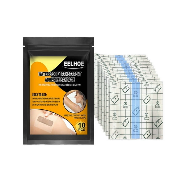 10 Pieces Waterproof Adhesive Bandages Transparent Stretch Bandages ...