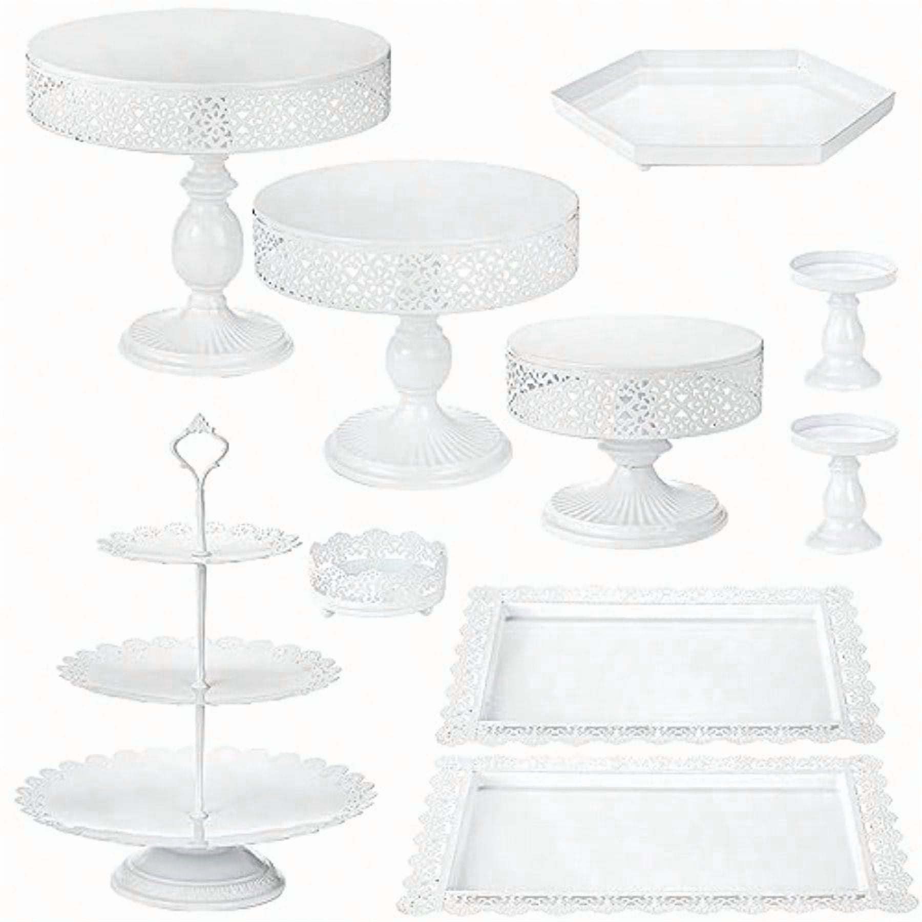 10 Pieces White Cake Stands Metal Dessert Table Display Set Tiered ...
