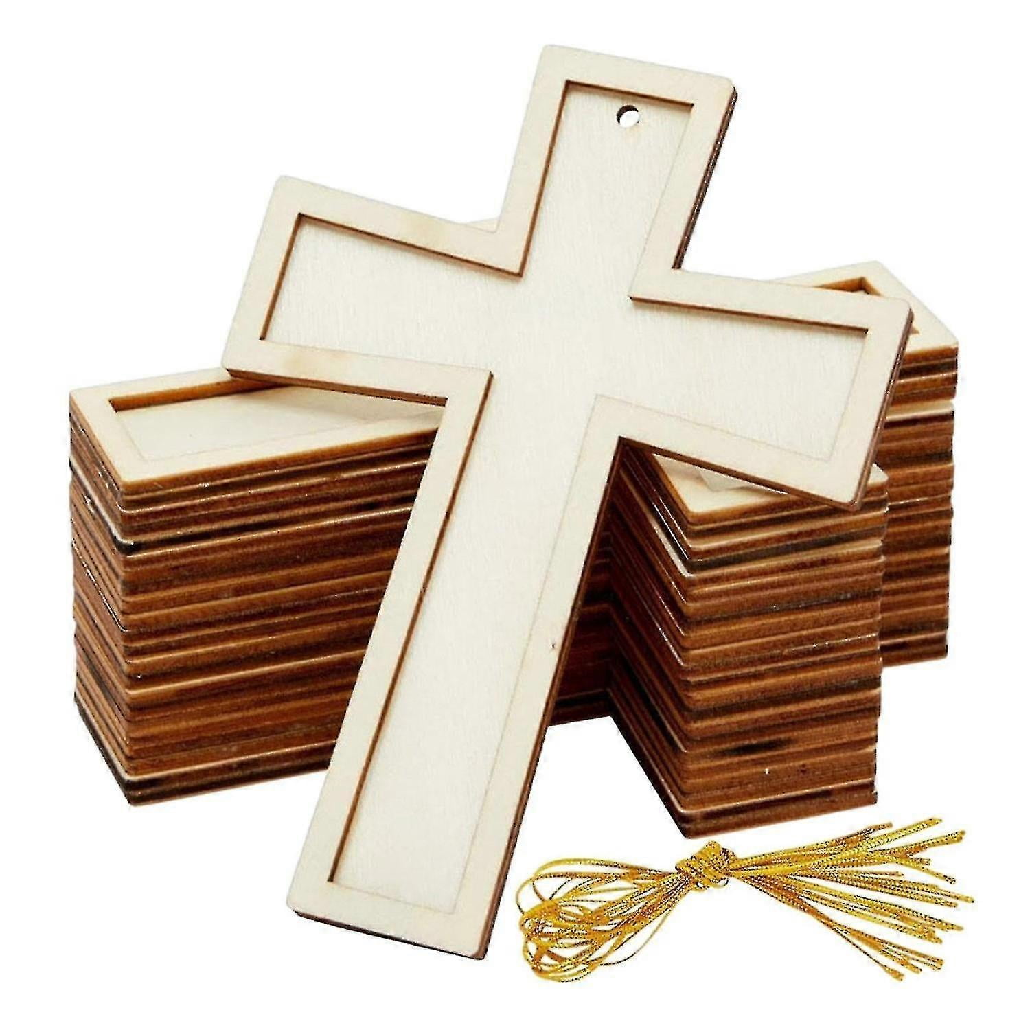 10 Pieces Wooden Crosses To Paint Pendant Blank Wood Crosses For Crafts ...