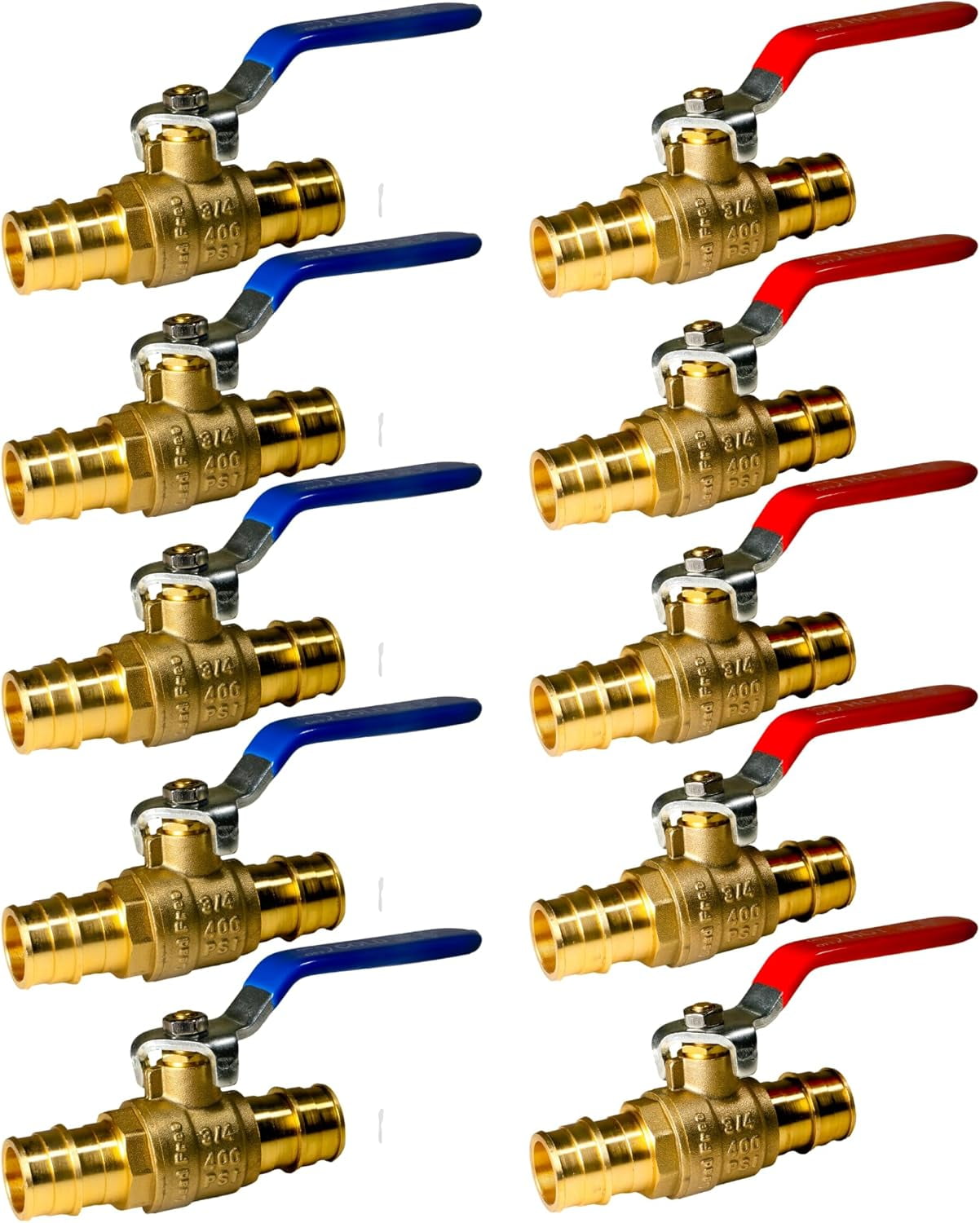 10 Pieces XFITTING 3/4" Pex A Expansion Ball Valve, 5 Red/Hot and 5 Blue/Cold - Walmart.com