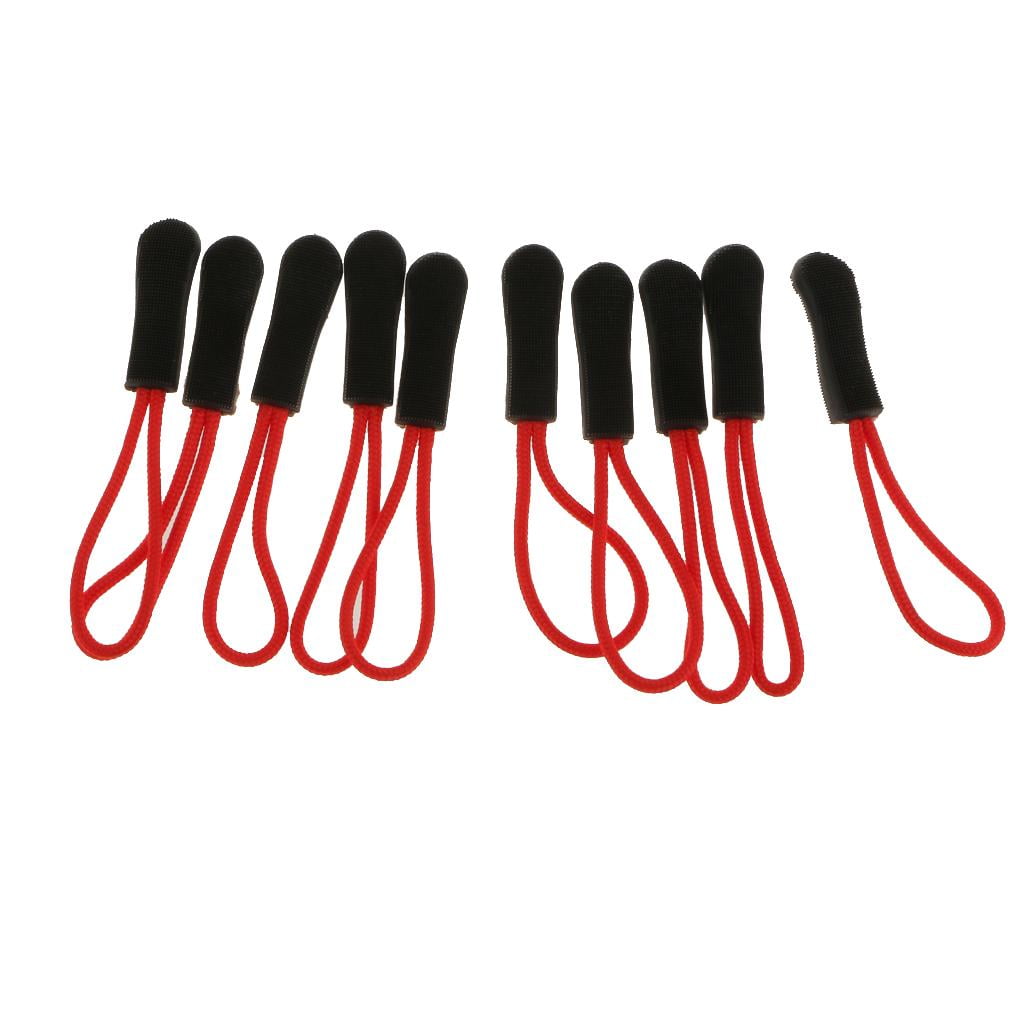 10 Pieces Zipper Extension Pull Nylon Cord Zipper Repair Tabs Red ...