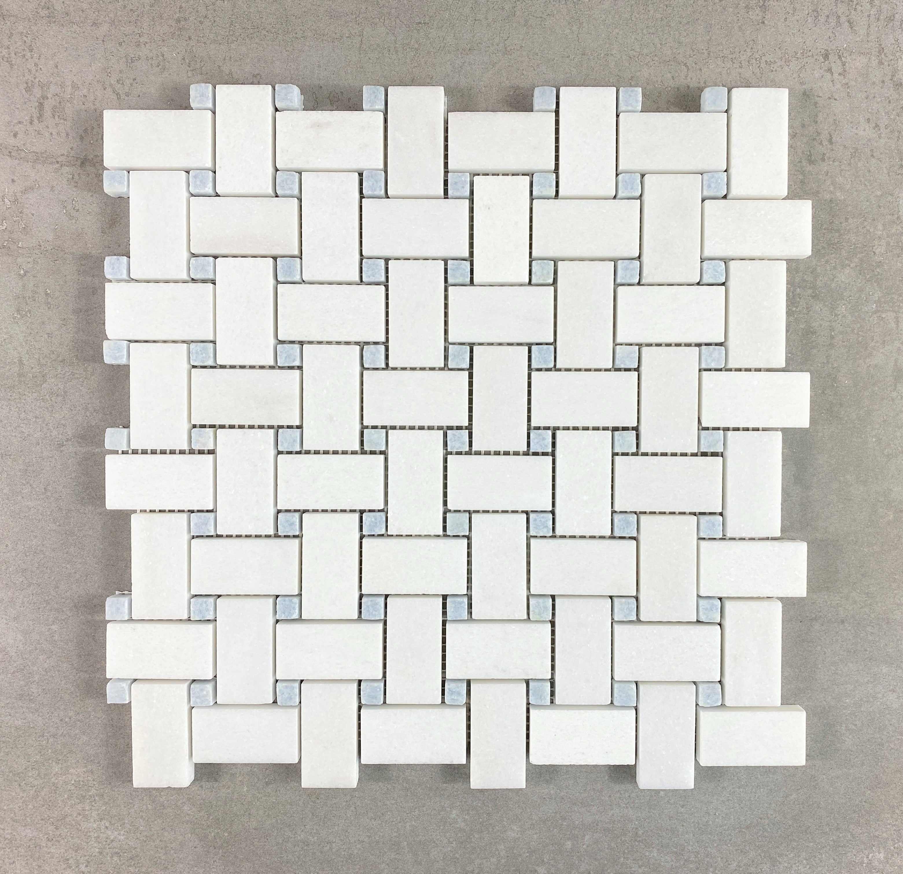 10-Pieces of 1" x 2" Thassos White and Blue Celeste Dot Marble ...