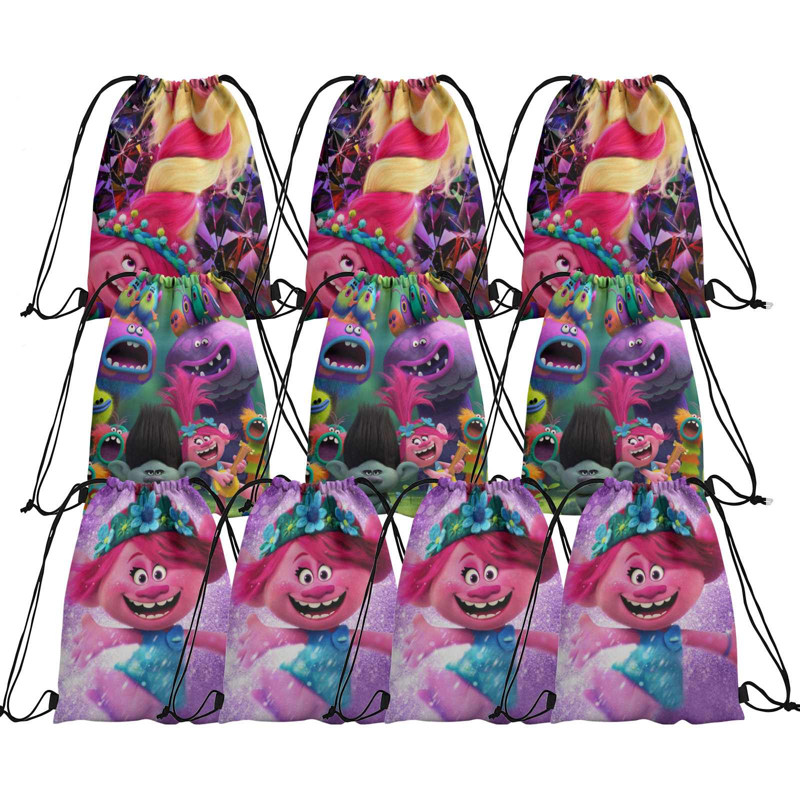 10 Pieces trolls Candy Drawstring Bag Drawstring Goodie Favor Bags for ...