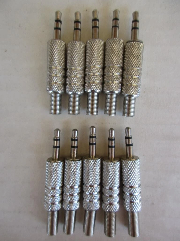 (10 Pk) 3.5Mm Stereo Trs Cable Male Plug Steren Strain Relief 250-150 1/8" Metal - Walmart.com