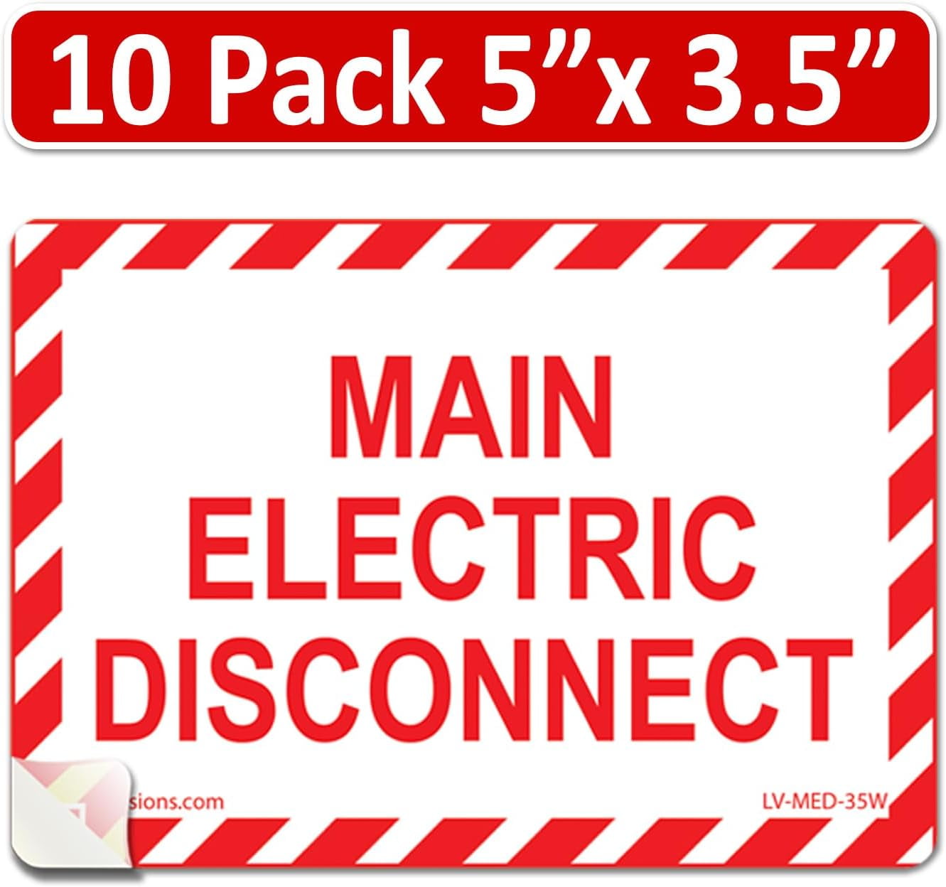 10-Pk 5"x 3.5" Main Electric Disconnect Label Decal Sign Emergency ...