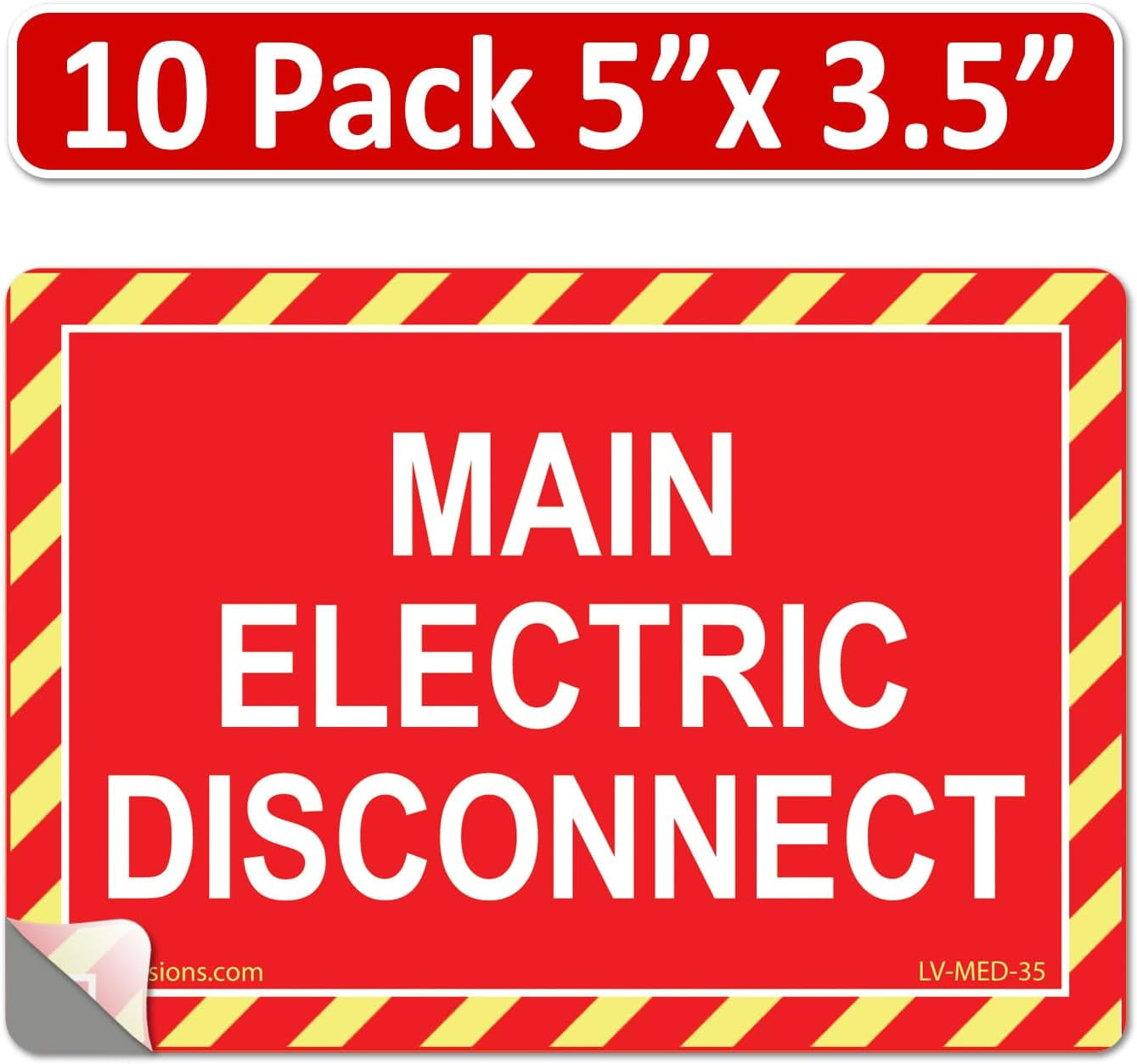 10 Pk 5"x 3.5" Main Electric Disconnect Labels Decal Emergency Sign ...