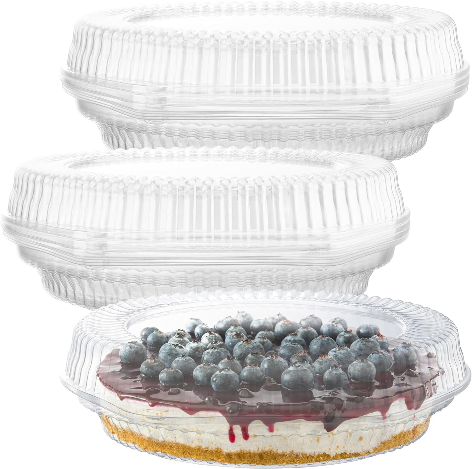 10" Plastic Disposable Pie Containers with Hinged Locking Lids | 10 ...