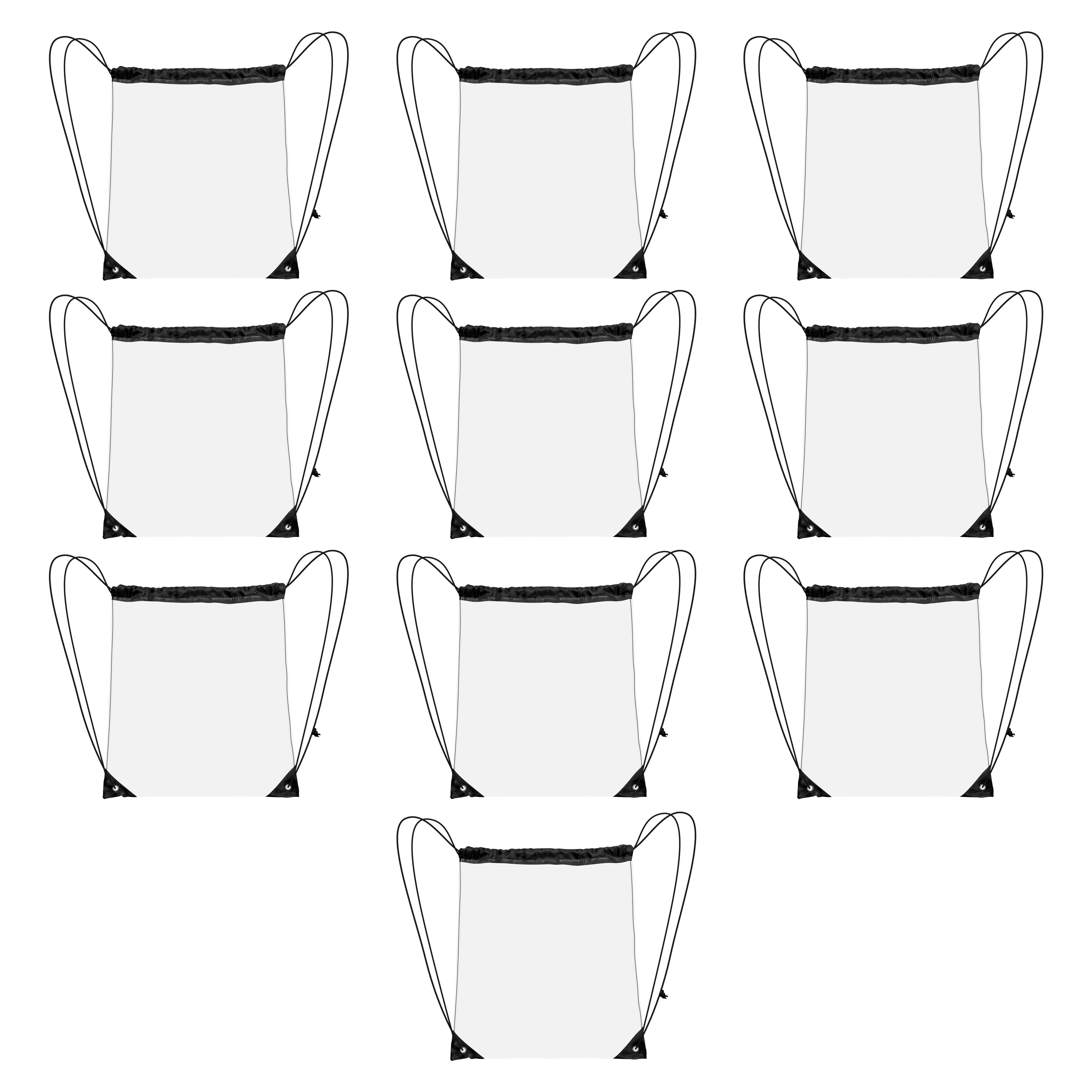 10 Plastic Drawstring Backpacks Set - Plastic, Durable, Clear, Water ...