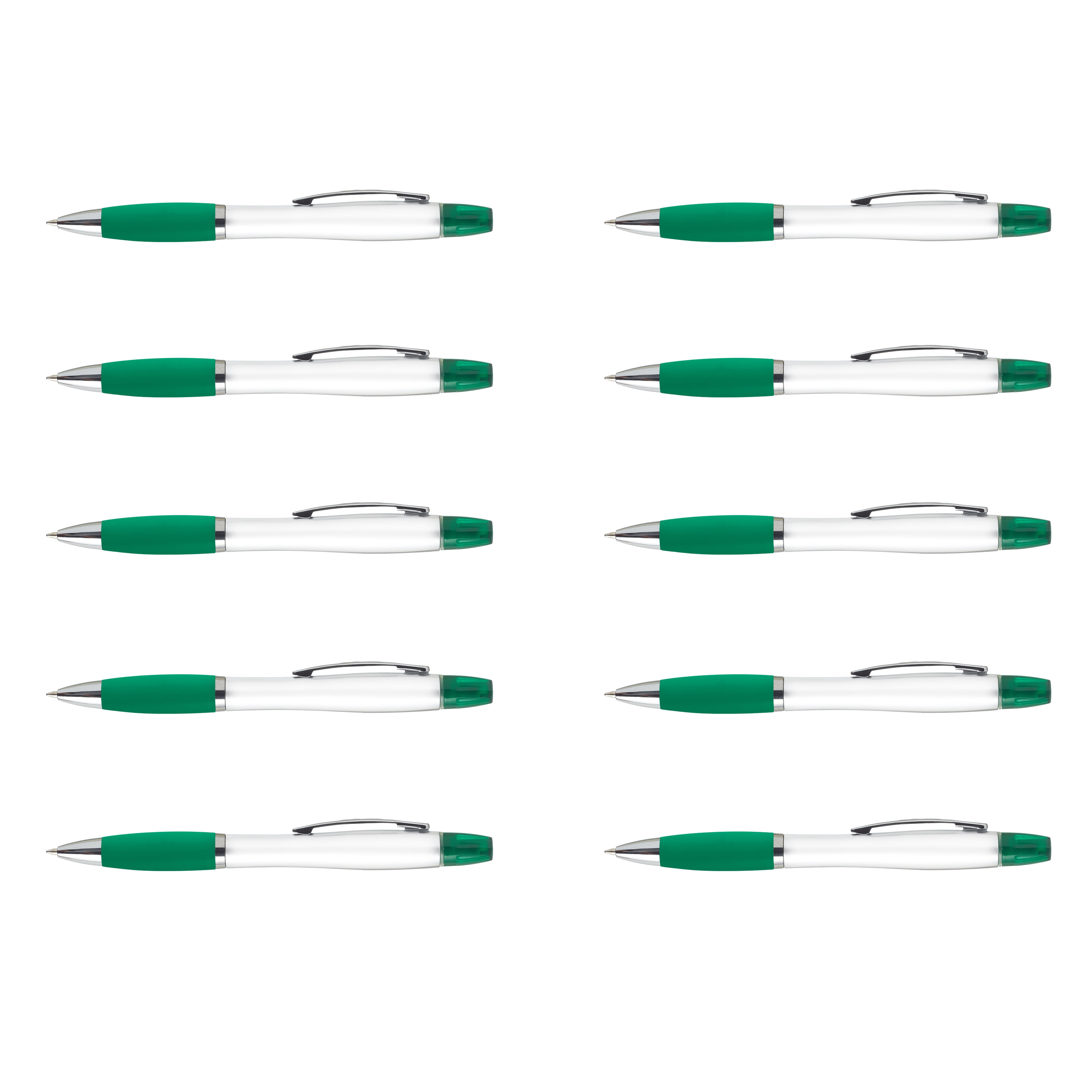 10 Plastic Highlighter Pens Pack - Rubber Grip, Black Ink - Green ...