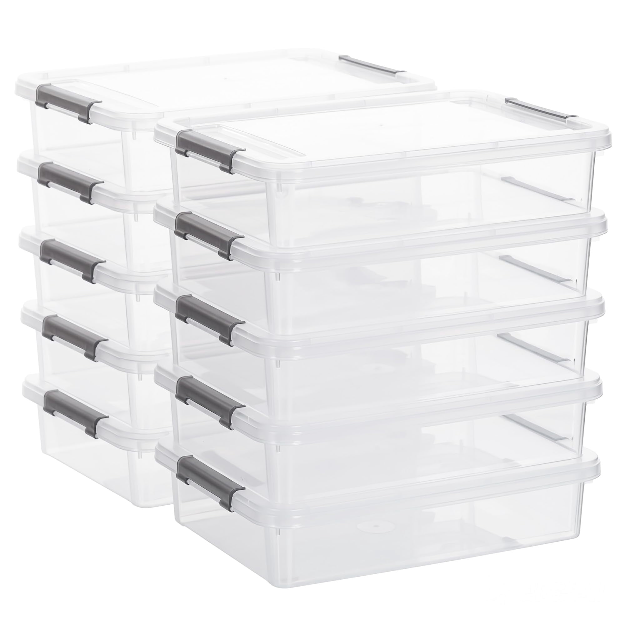 10 Plastic Storage Bins With Latching Lids Portable Project Case Clear ...