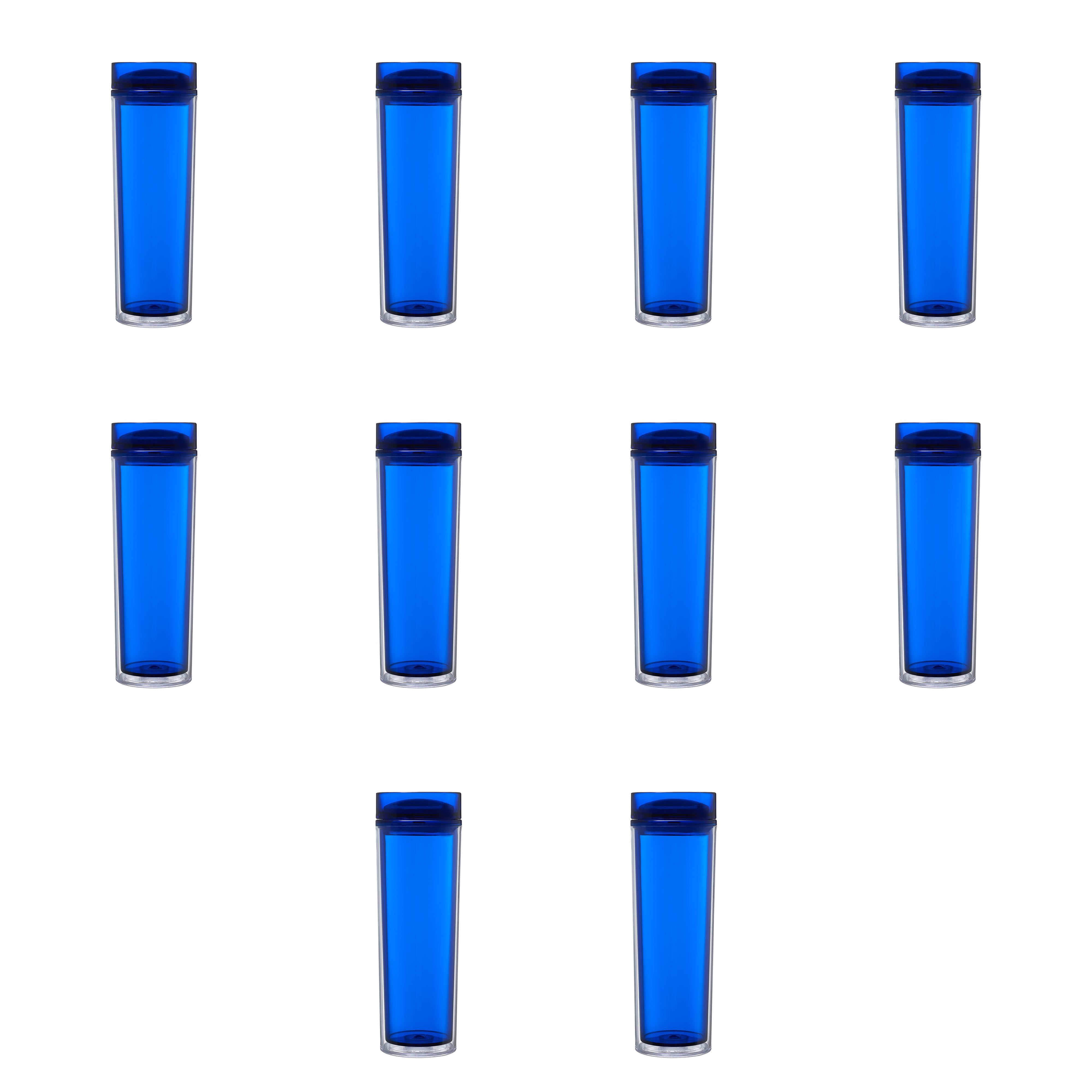 10 Plastic Tumblers Pack, 16 oz. - Acrylic, Double Wall, BPA Free ...