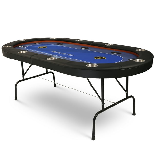 10 Player Foldable Poker Table, Portable Texas Blackjack Holdem Poker ...
