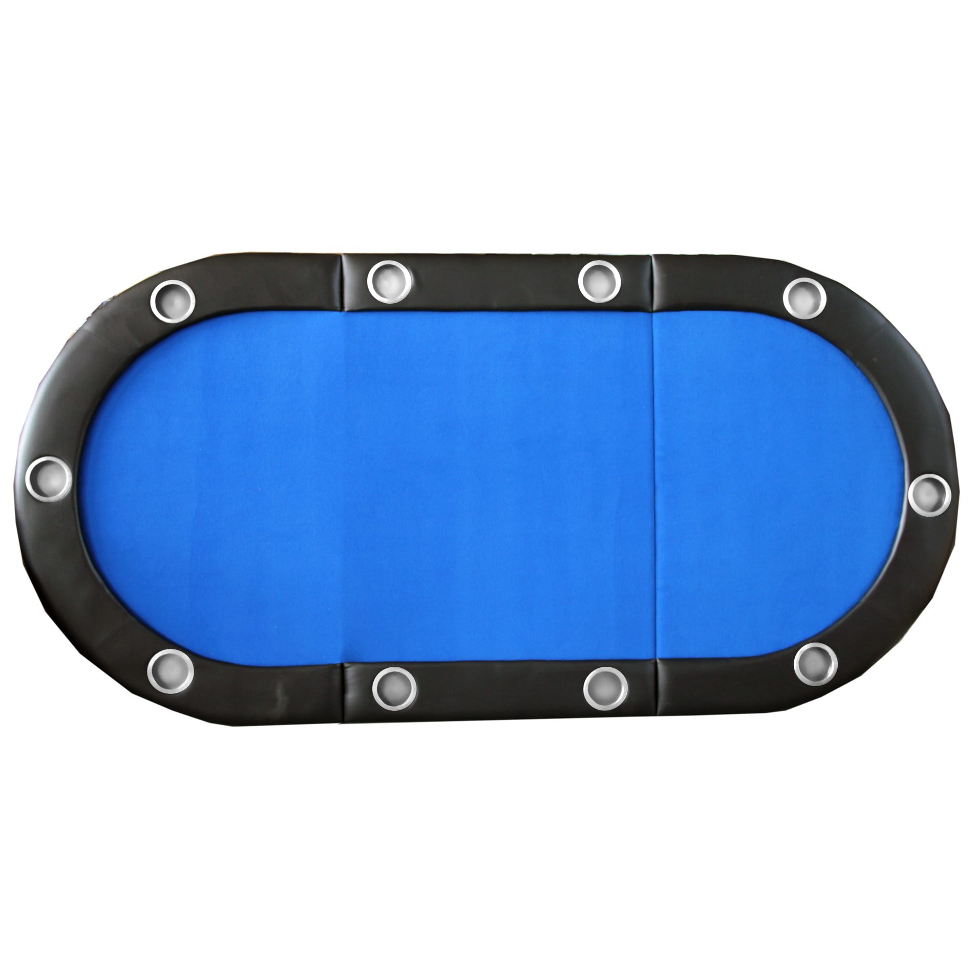 10 Players Poker Mat, Oval Triple-Fold Blackjack Poker Table Topper ...