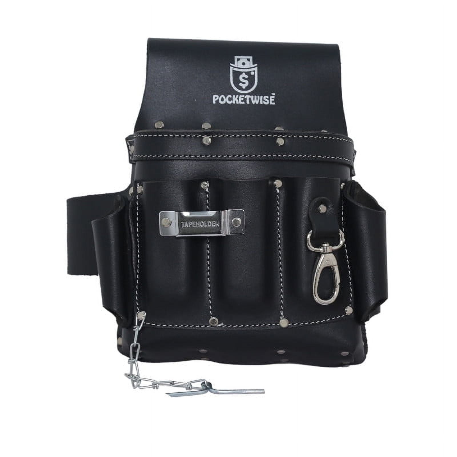 10-Pocket Black Leather Electrician Tool Pouch Full Grain Leather Tool ...