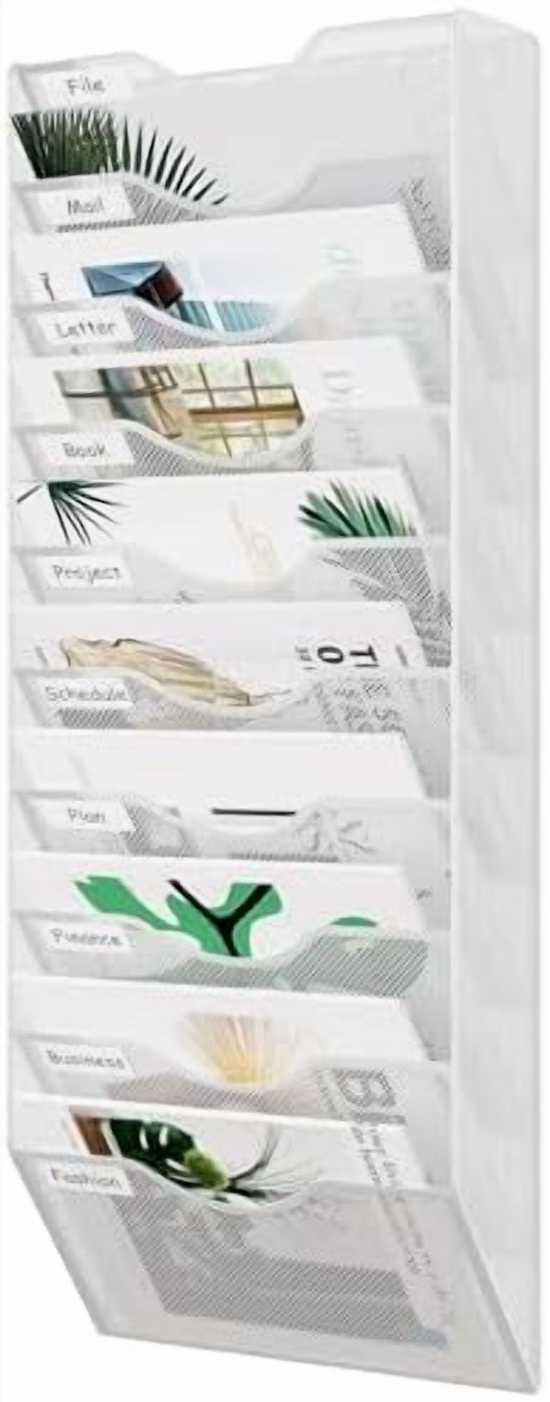 10 Pocket Mesh Wall File Organizer, Hanging Paper Folder Holder with ...