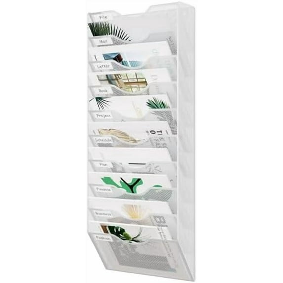 10 Pocket Mesh Wall File Organizer, Hanging Paper Folder Holder with ...