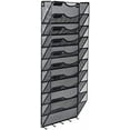 10 Pocket Mesh Wall File Organizer with Key Hooks, Hanging Paper Folder ...