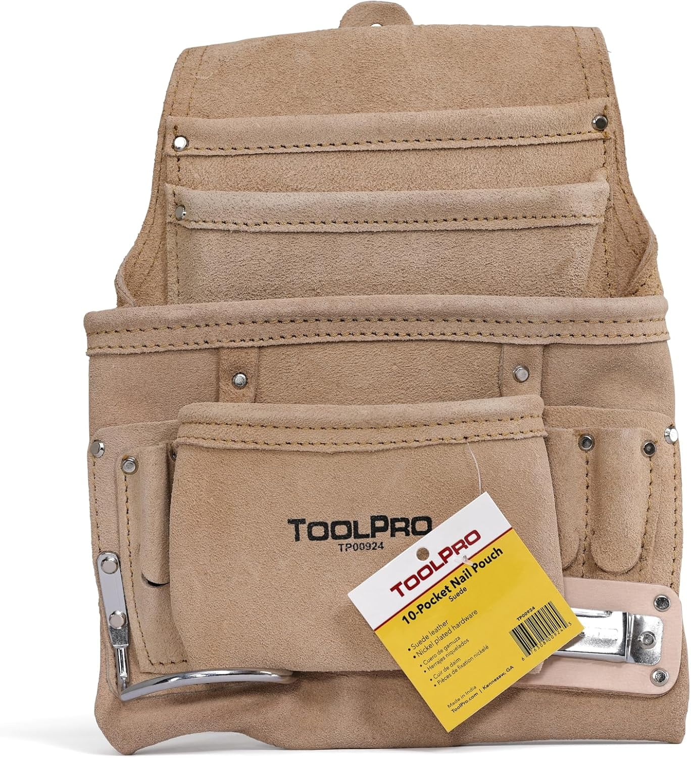10 Pocket Top Suede Leather Nail Pouch - Professional Drywall ...
