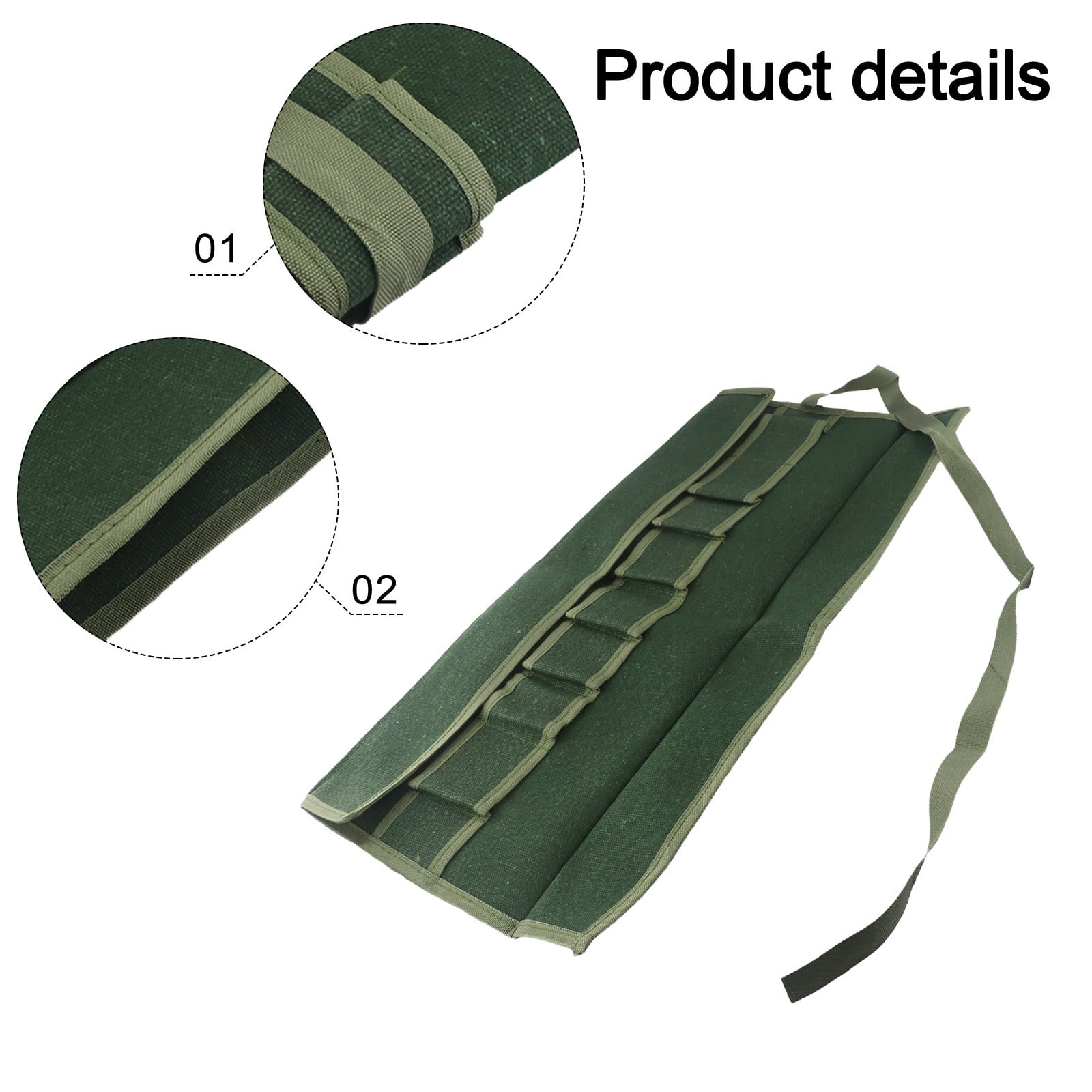 10 Pockets Canvas Spanner Wrench Tool Roll Up Storage Bag Organizer ...