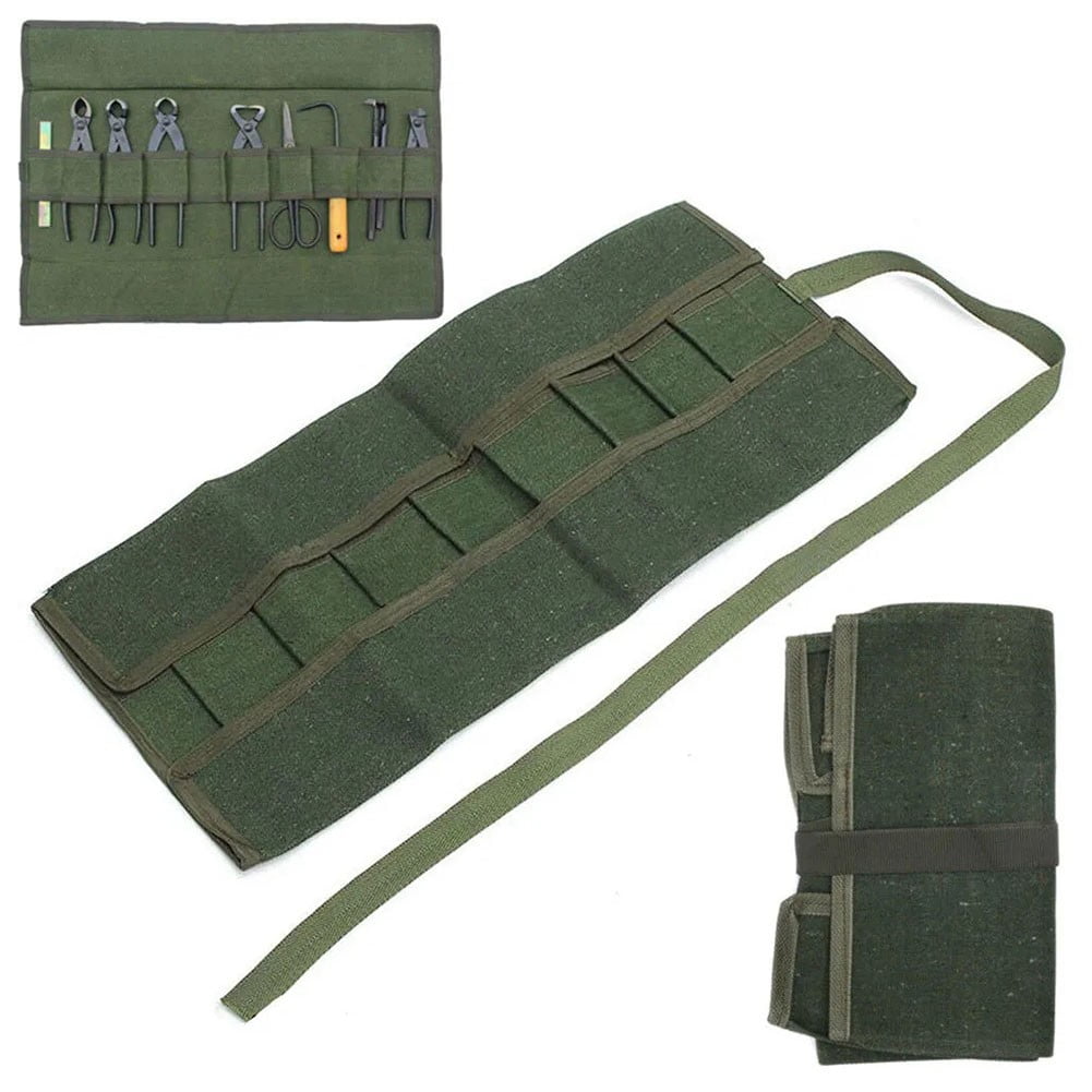 10 Pockets Canvas Spanner Wrench Tool Roll Up Storage Bag Organizer ...