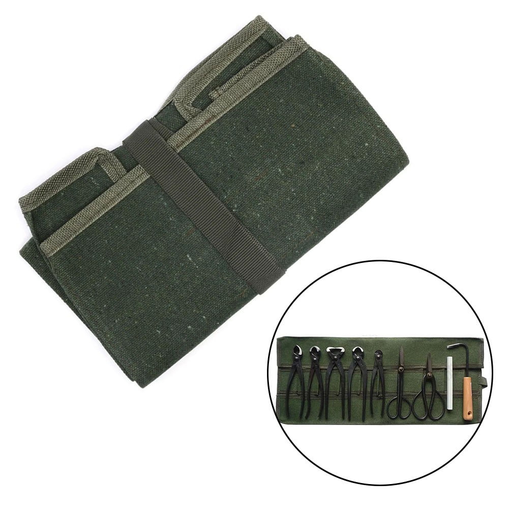 10 Pockets Canvas Spanner Wrench Tool Roll Up Storage Bag Organizer ...