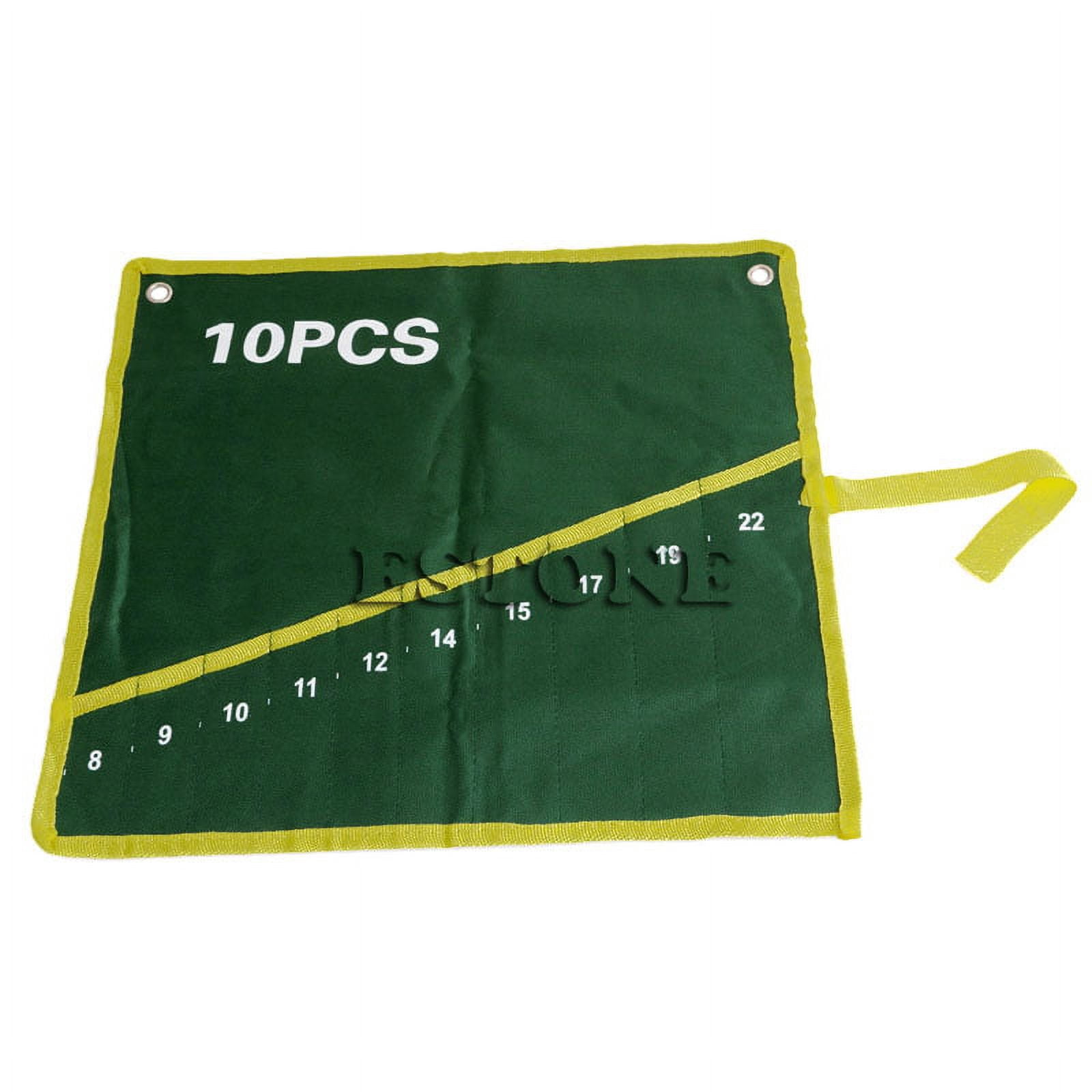 10 Pockets Durable Canvas Spanner Wrench Tool Roll Up Storage Bag ...