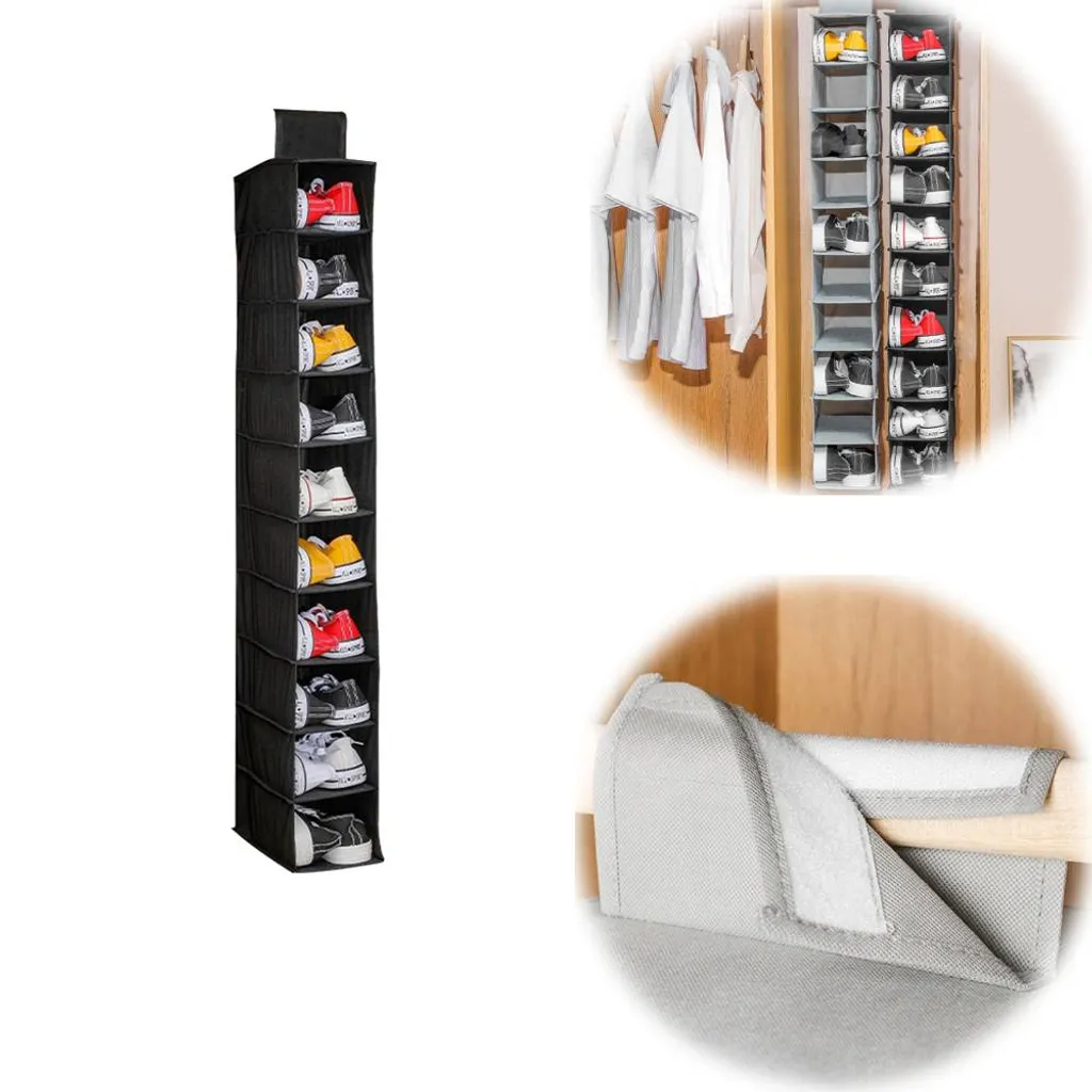 10 Pockets Wardrobe Hanging Shoe Organizer, Hanging Shoe Racks, Storage ...