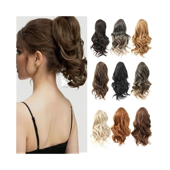 10" Ponytail Extension Synthetic Hair Claw Clip in Short Curly Wavy ...