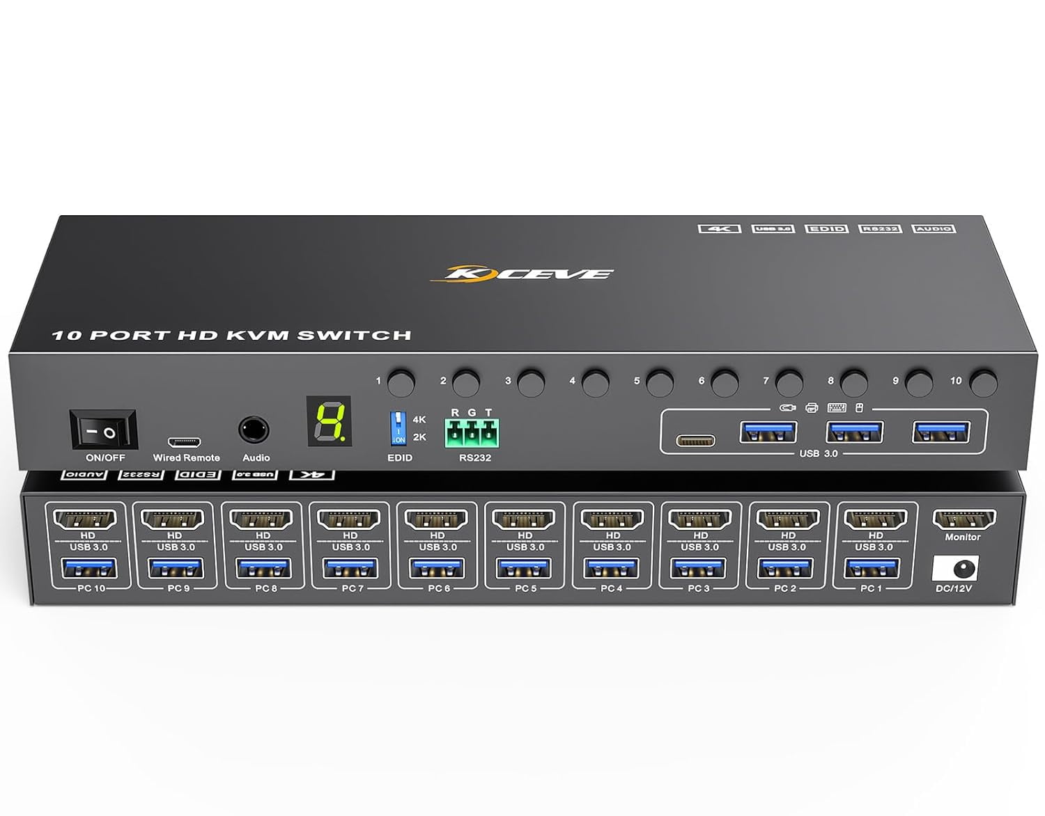 10 Port 8 Port KVM Switch HDMI 4K@60Hz EDID Simulation, USB 3.0 HDMI ...