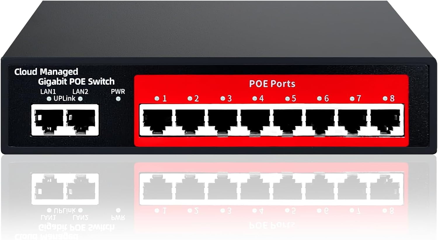 10-Port Gigabit Managed PoE Switch, 8 PoE+ Ports@120W, 2 Uplink Ports ...