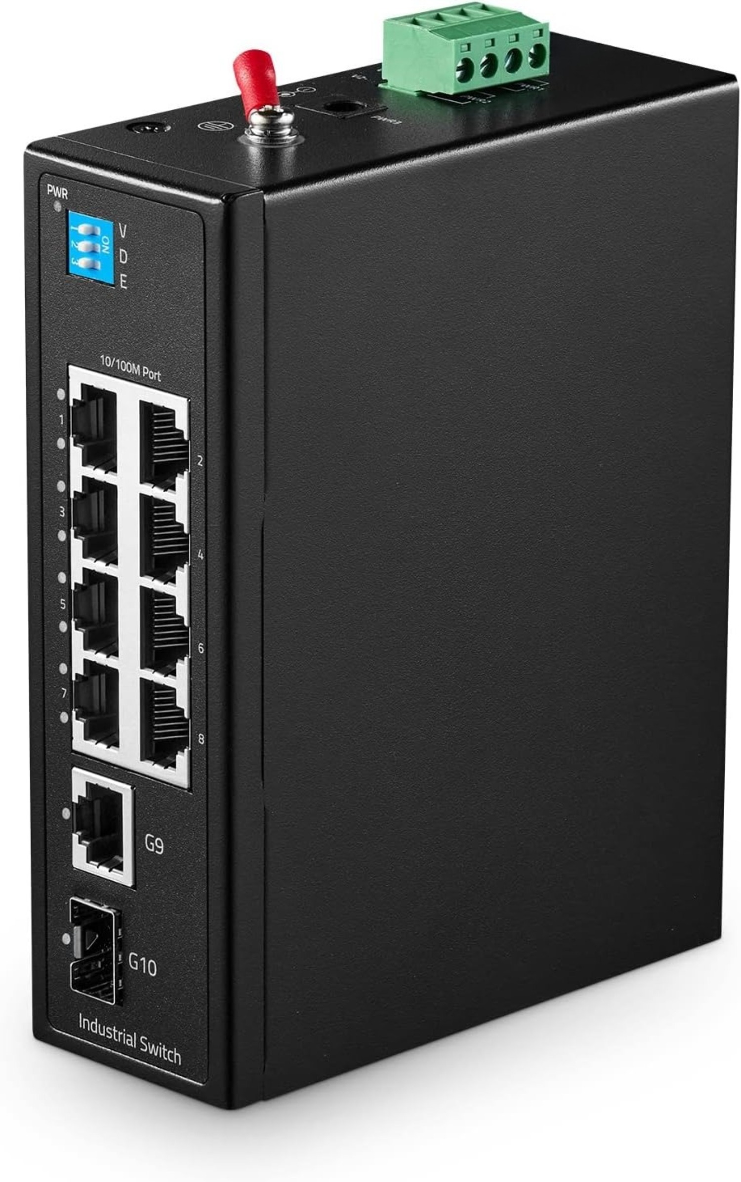 10 Port Industrial Din Rail Switch, 8 Ports 100Mbps,1 Gigabit Ethernet ...