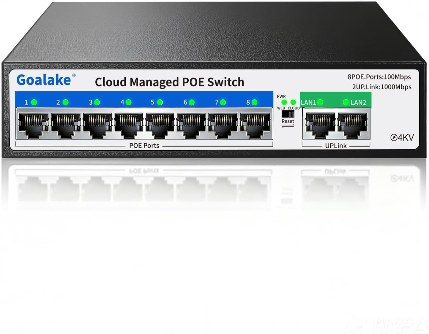 10-Port PoE Switch (8 PoE Ports@120W Built-in Power, 2 Uplink) with ...