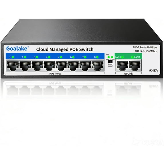 10-Port PoE Switch (8 PoE Ports@120W Built-in Power, 2 Uplink) with ...