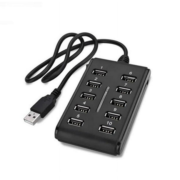 10 Port Powered Usb Hub 2.0 High Speed Usb Splitter Extension For Pc ...