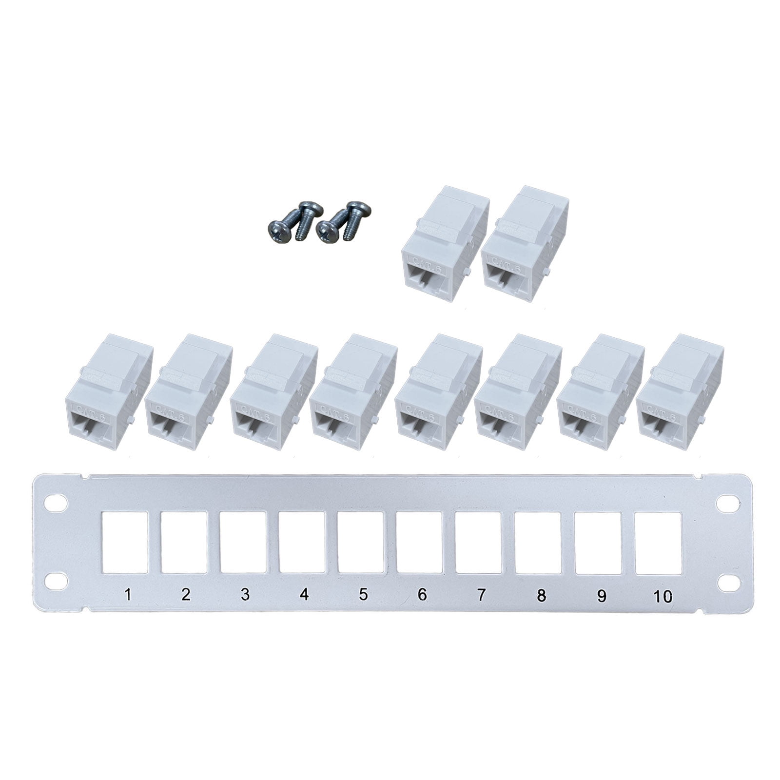 10 Port Straight-through CAT6 Panel RJ45 Cable Adapter Keystone ...