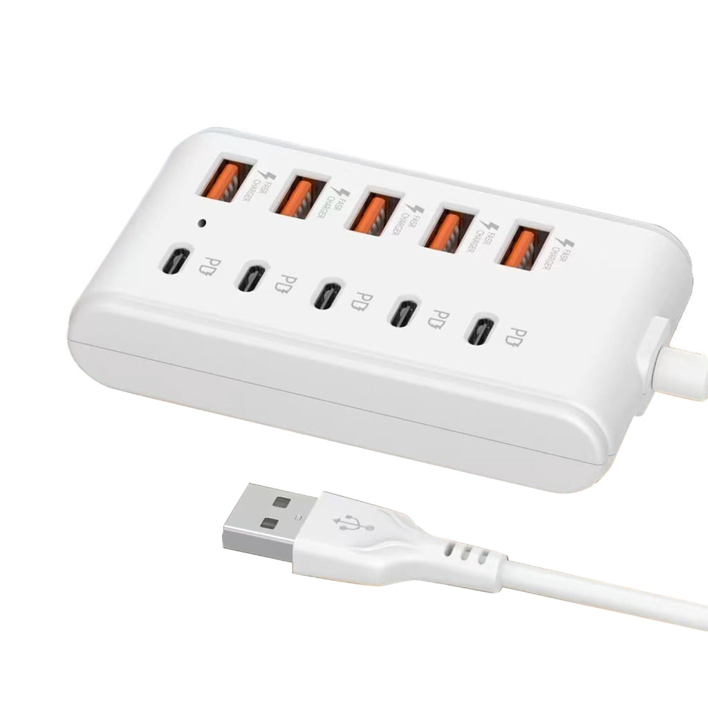 10 Port USB Charging Type C Expander Fast Charging Power Adapter ...