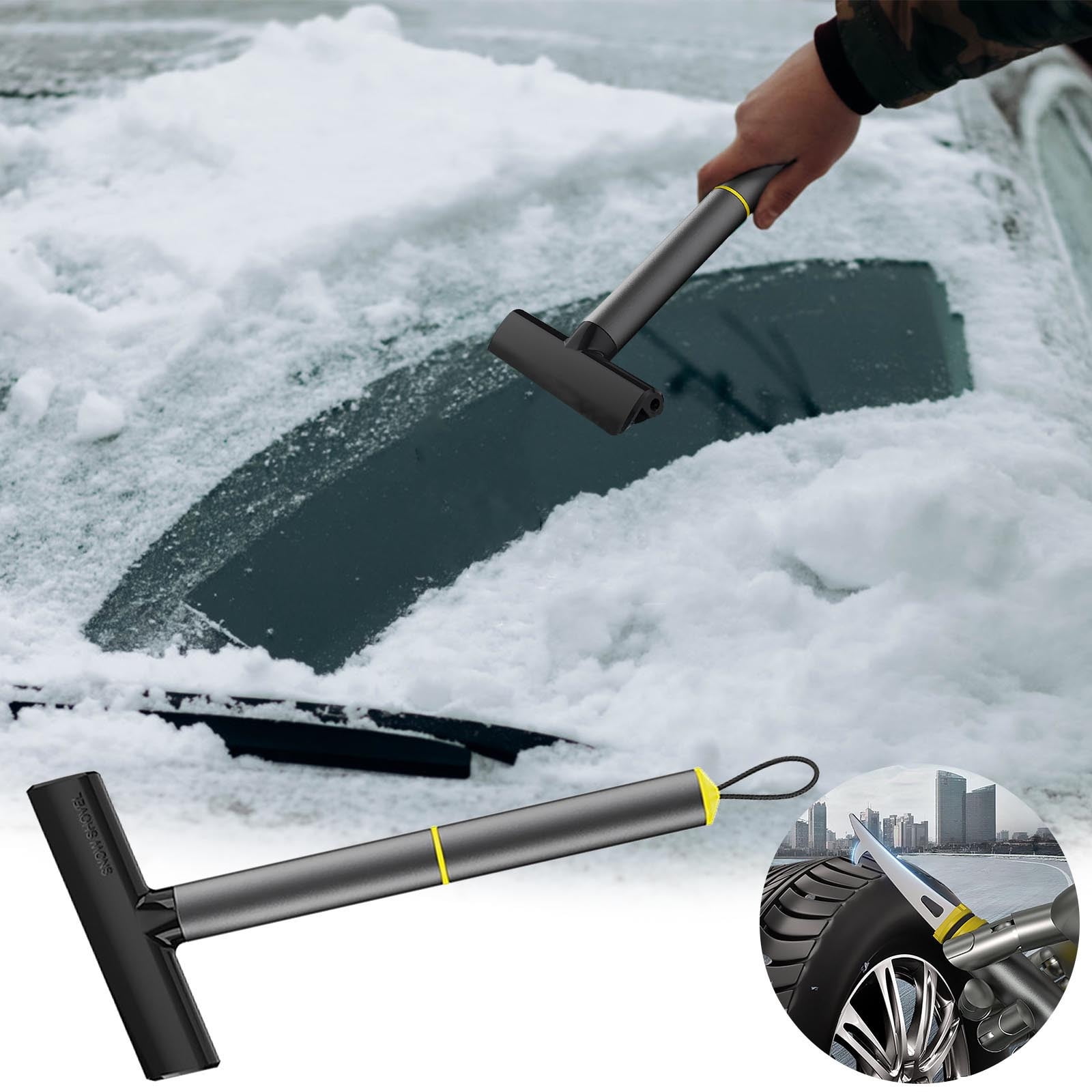 10"Portable Car Snow Scraper,Handheld Ice Scraper with Detachable ...
