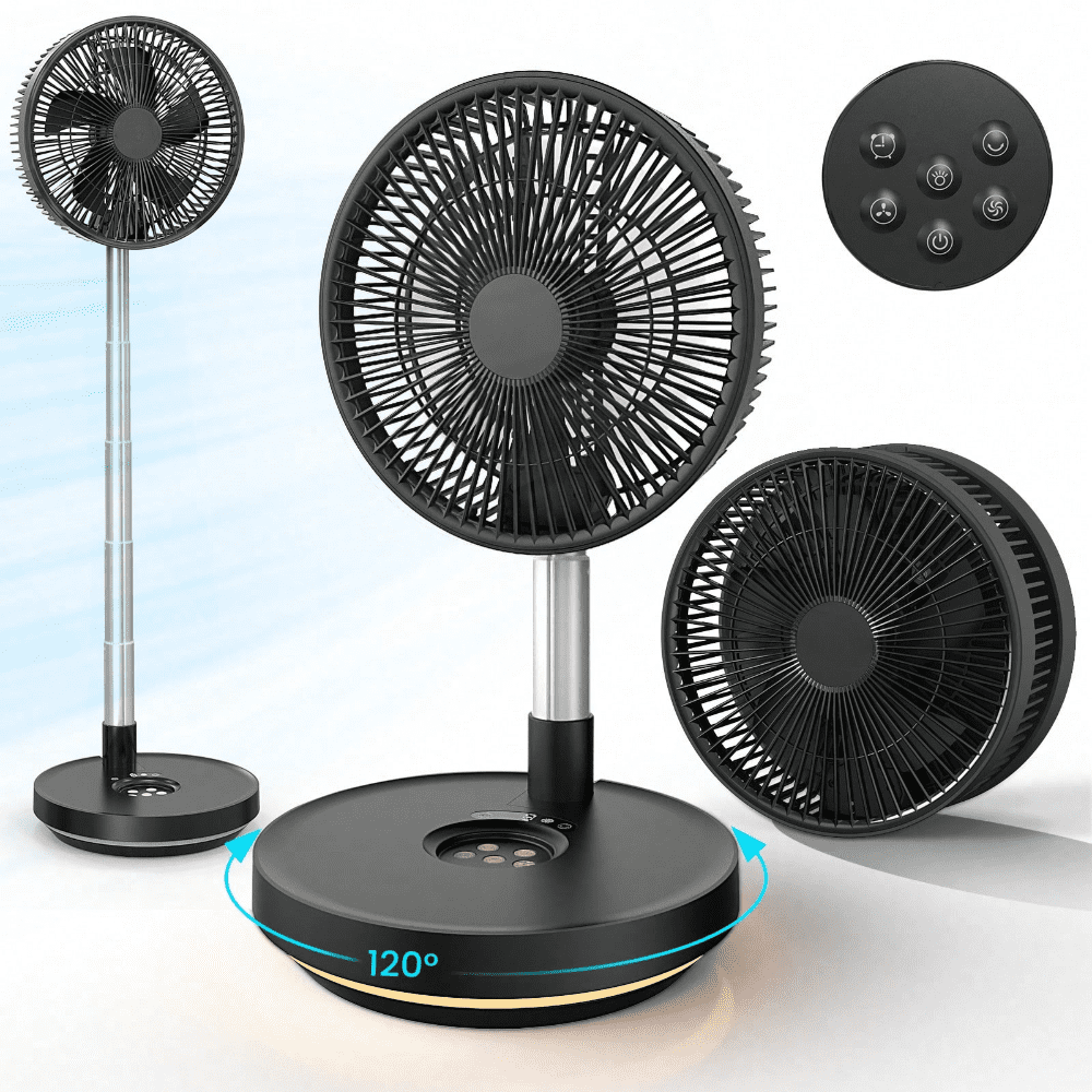 10 Portable Fan, 10inch Cordless Oscillating Fan With Remote, Foldable ...