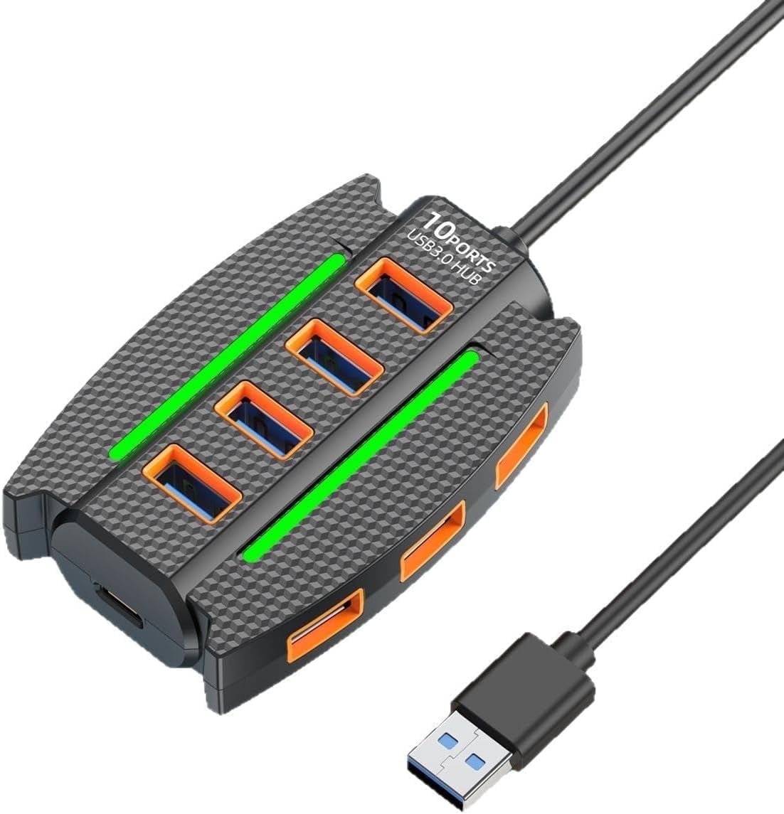 10 IN1 USB Hub, 3.9ft Long Cable Multiport Adapter Extender with RGB ...