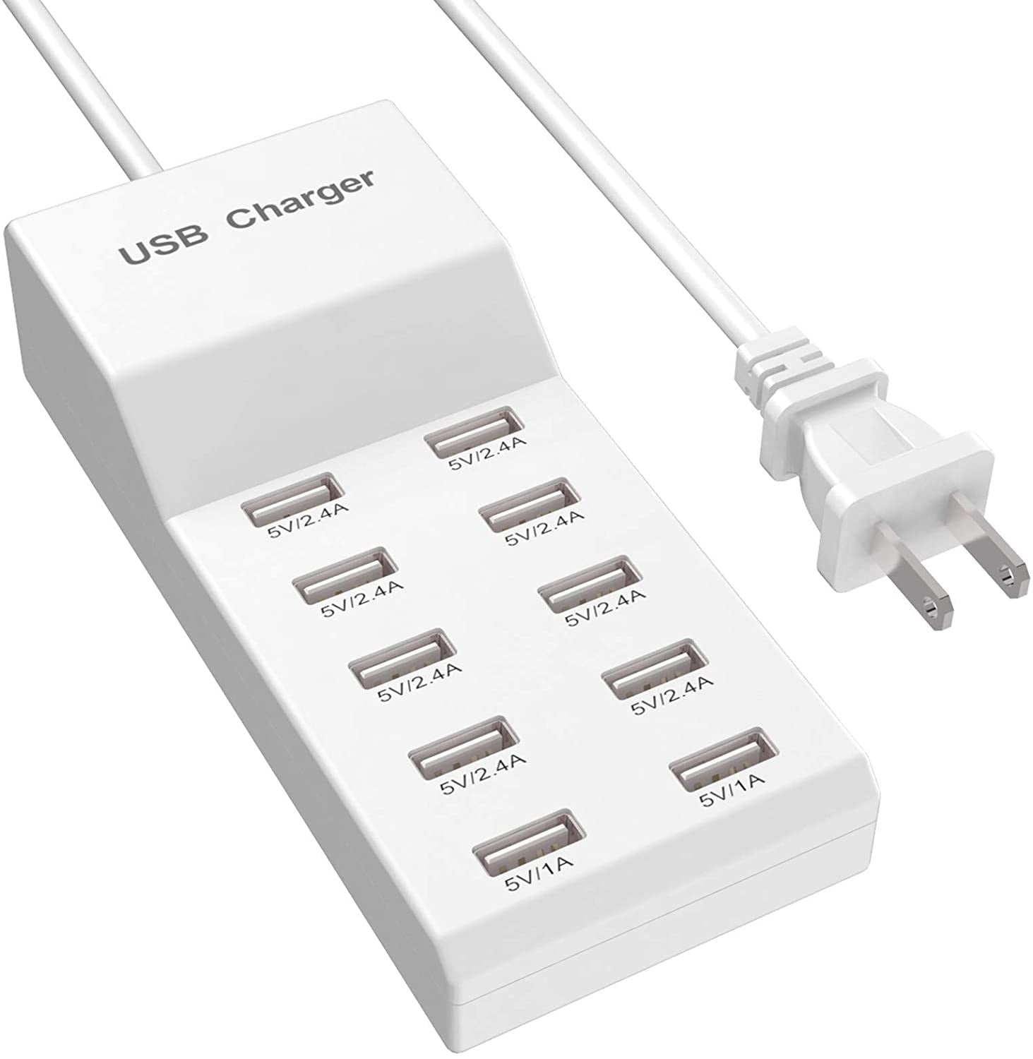 TEYJRY 10-Port USB Charging Station, Compact USB Charger with Surge ...