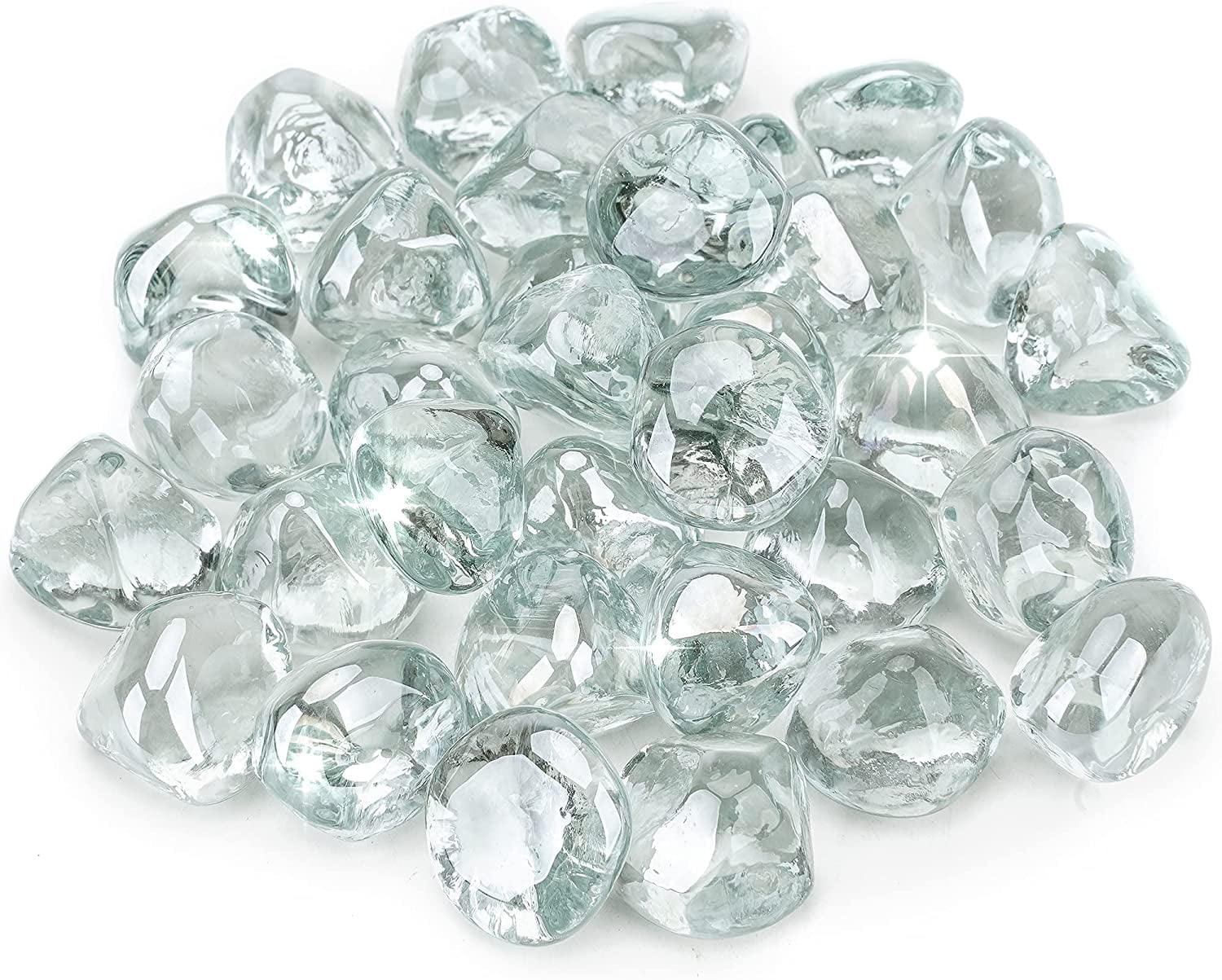 10-Pound Fire Glass Diamonds - 1/2 inch Luster Fire Glass for Fireplace ...