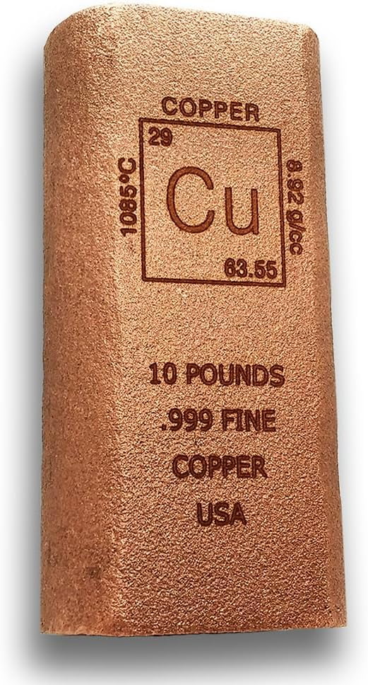 10 Pound lb (160 oz) Cast Copper Bar Paperweight Element Design w ...