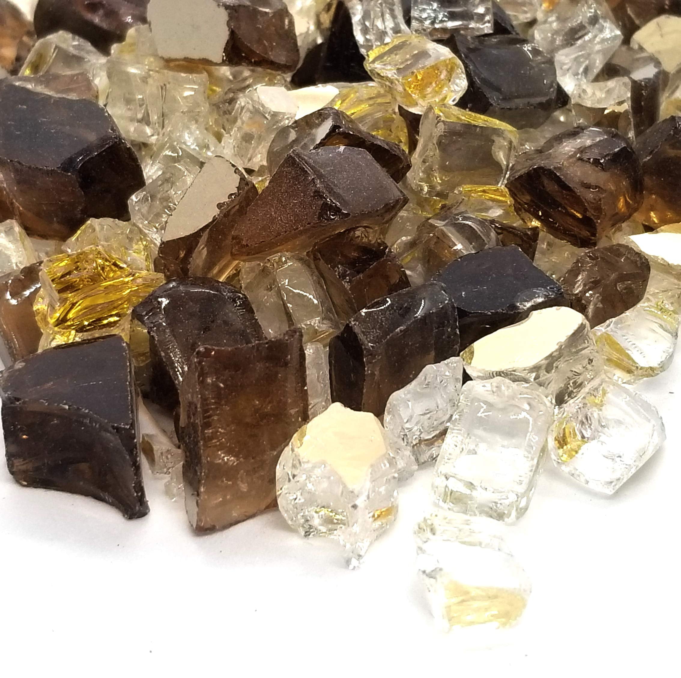 (10 Pounds) Amber & Gold Premium Reflective Blended Fire Glass ...