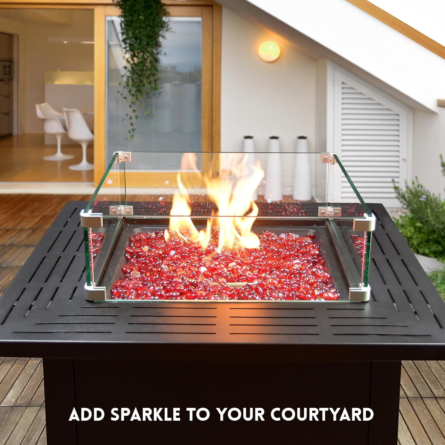 10 Pounds Ruby Red Fire Glass Beads 3/4 Inch Firepit Gems for Fire Pit ...