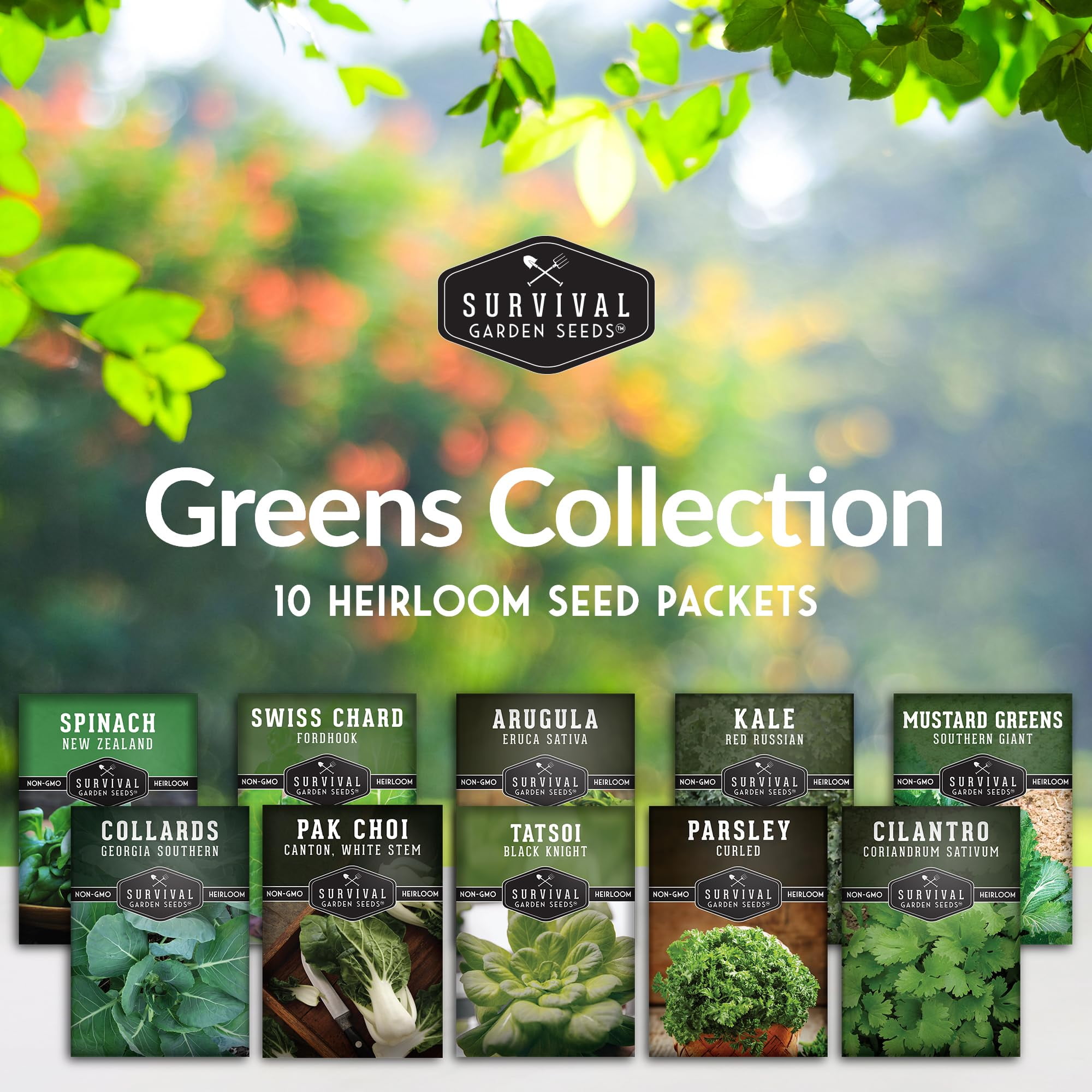 10 Power Greens FEV6 Seed Collection - Grow Green Leafy Spinach, Swiss ...