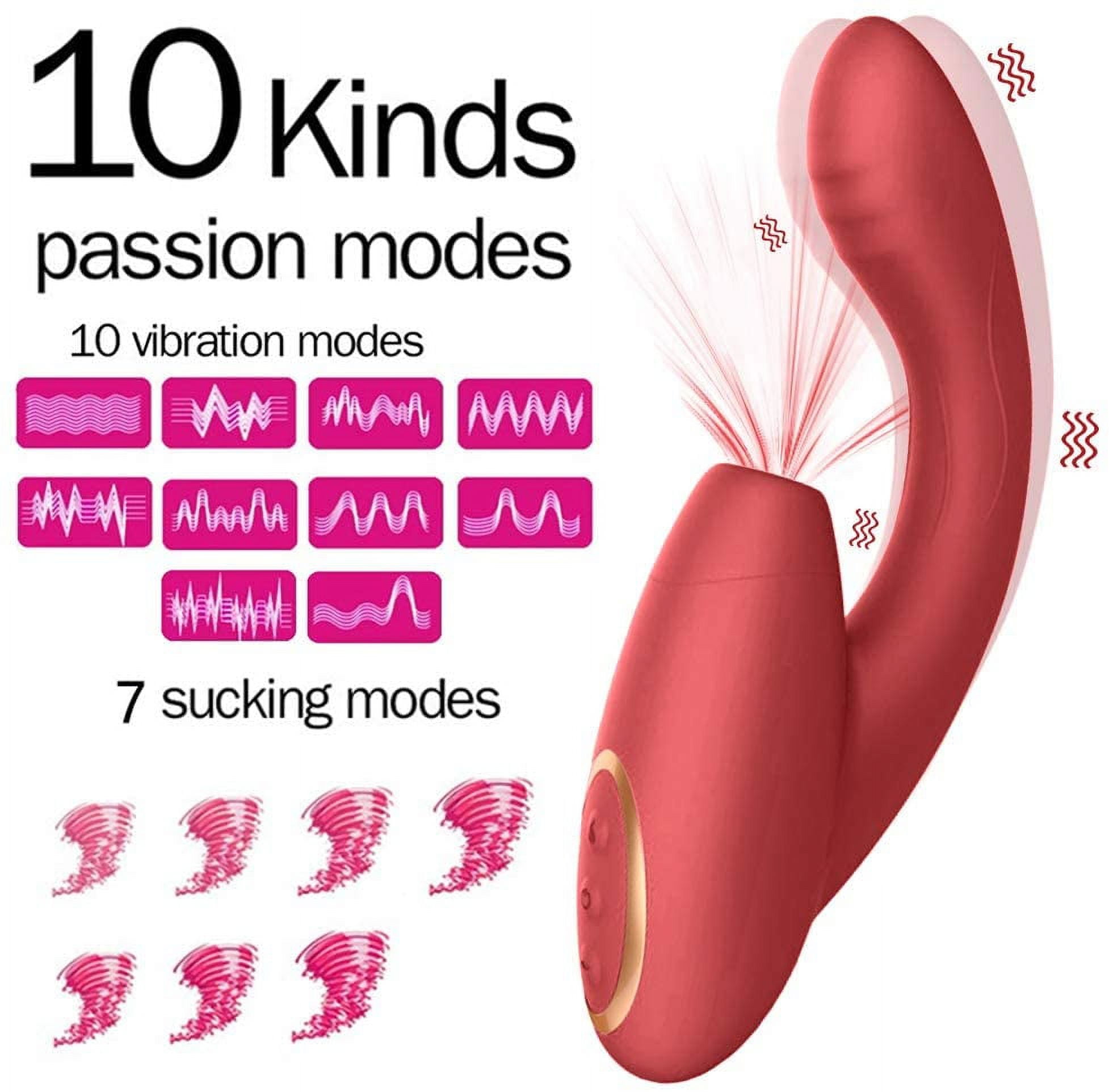 10 Powerful Modes G Spot Clit Dildo Stimulator for Women Clitoral Nipple Sucking Vibrator ...