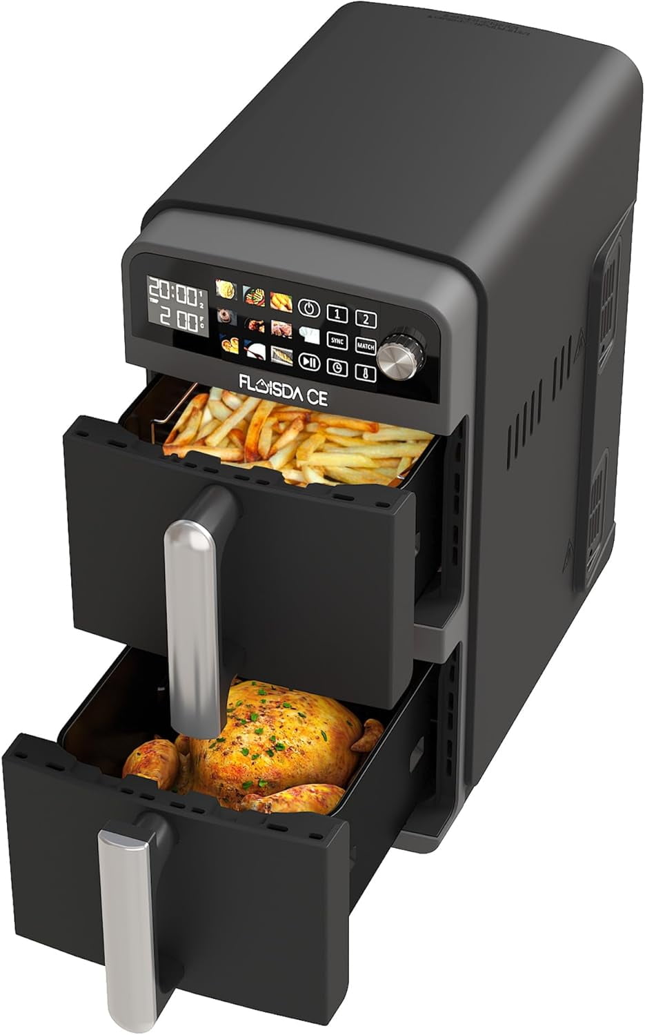 10-QT Dual Large Air Fryer, XL 2-Basket Air Fryer, 10-in-1 Technology ...