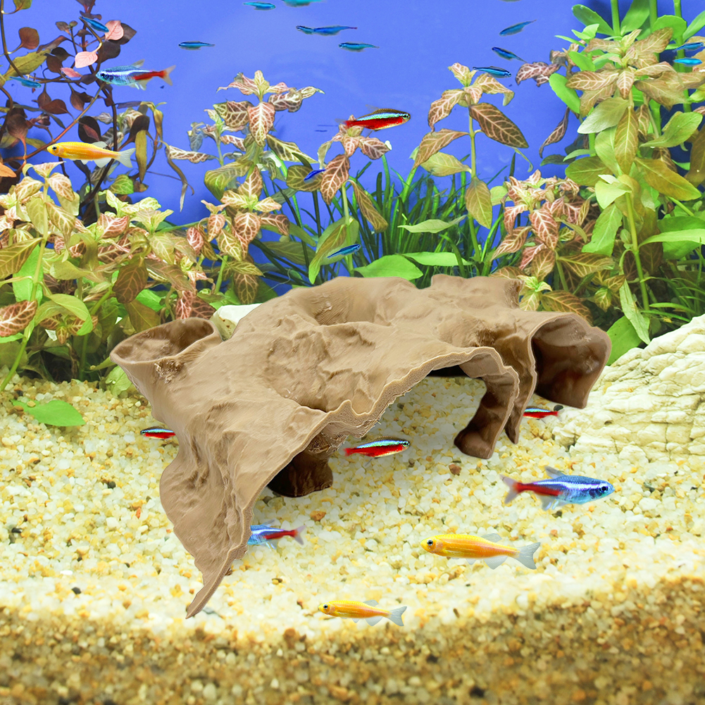 Under $10 QWEZJ Aquarium Decoration Printed Natural Tunnel Pleco Cave3D ...