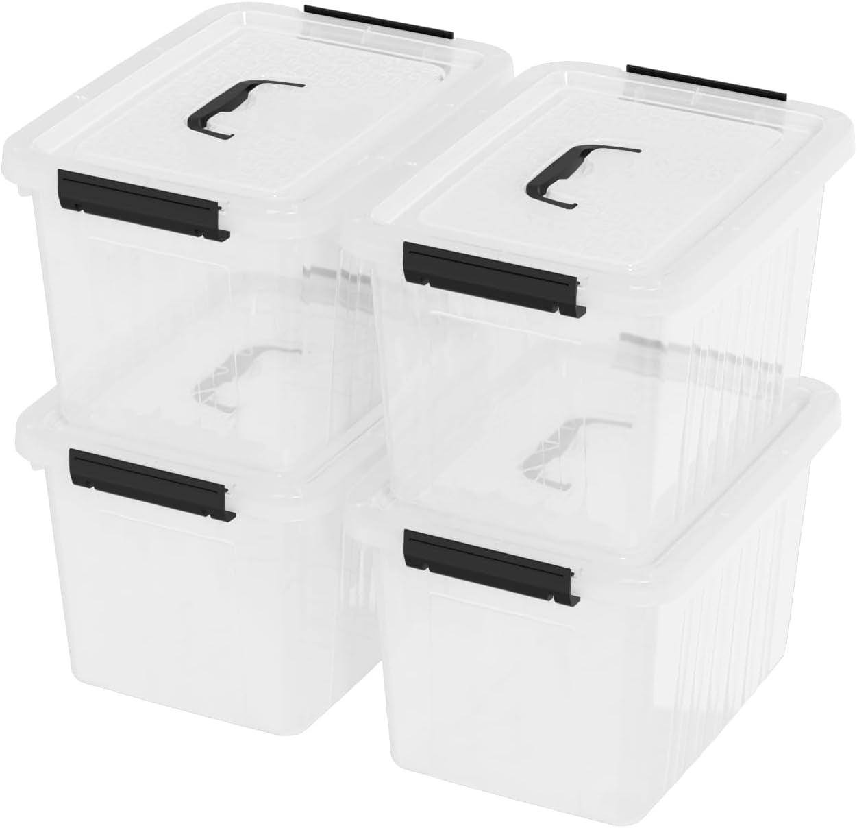 10 Quart Clear Plastic Storage Boxes with Handle, 4-Pack Clear Plastic ...